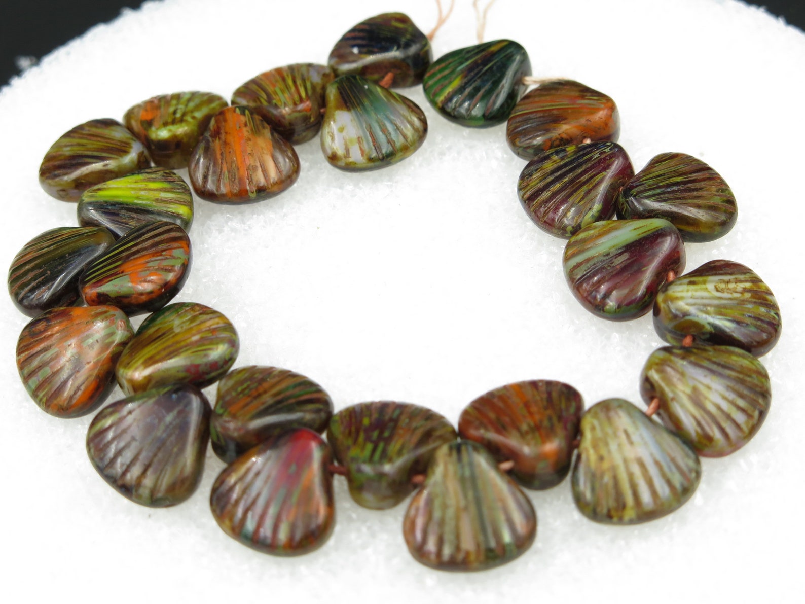 Glass 15mm Shell Beads Rustic Picasso Mix - Seashell Beads Beach ...