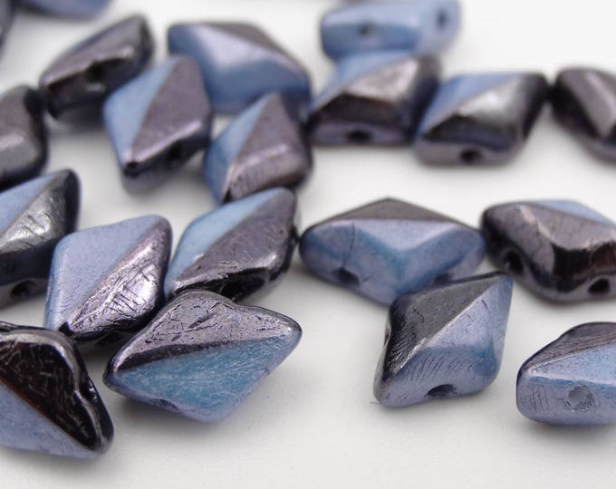 Gemduo 2 Hole 8x5mm Diamond Shape Duet Black White Blue Luster Matubo ...