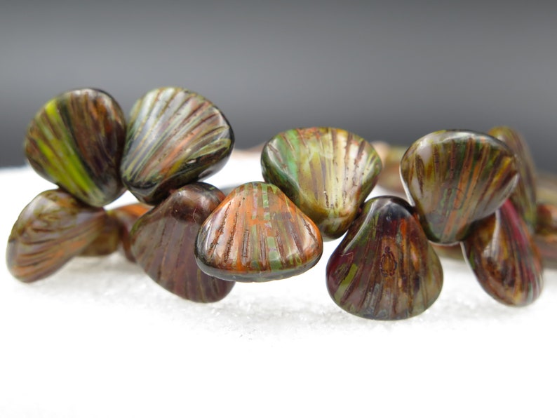 Glass 15mm Shell Beads Rustic Picasso Mix Seashell Beads | Etsy