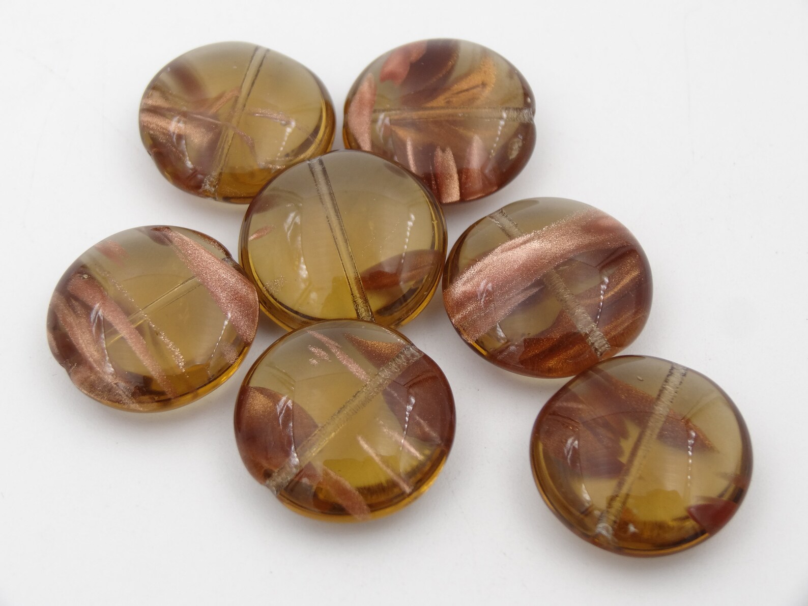 18mm Glass Topaz Aventurine Button Shape - Amber Copper Aventurine ...