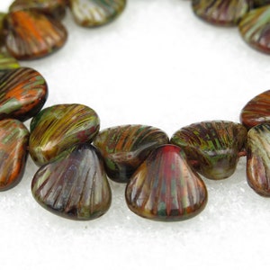 Glass 15mm Shell Beads Rustic Picasso Mix Seashell Beads Beach Jewelry ...