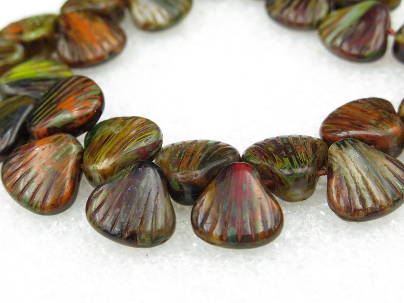 Glass 15mm Shell Beads Rustic Picasso Mix - Seashell Beads Beach ...