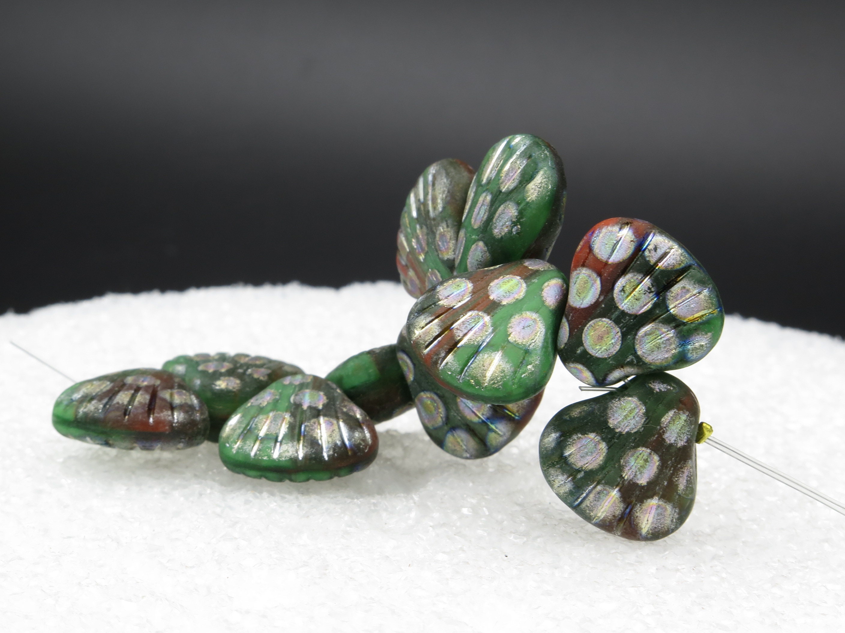 Glass 15mm Shell Beads Matte Sierra Peacock Seashell Beads | Etsy