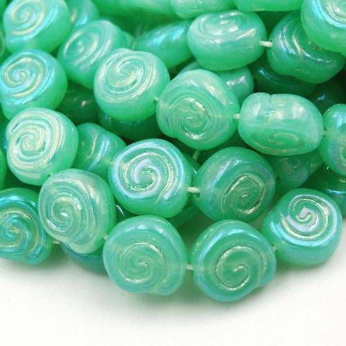 Czech Glass 8mm Blue Opal Ab Snail Shell Swirl Spiral Bead 25 - Etsy