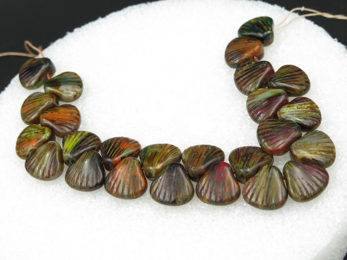 Glass 15mm Shell Beads Rustic Picasso Mix Seashell Beads | Etsy
