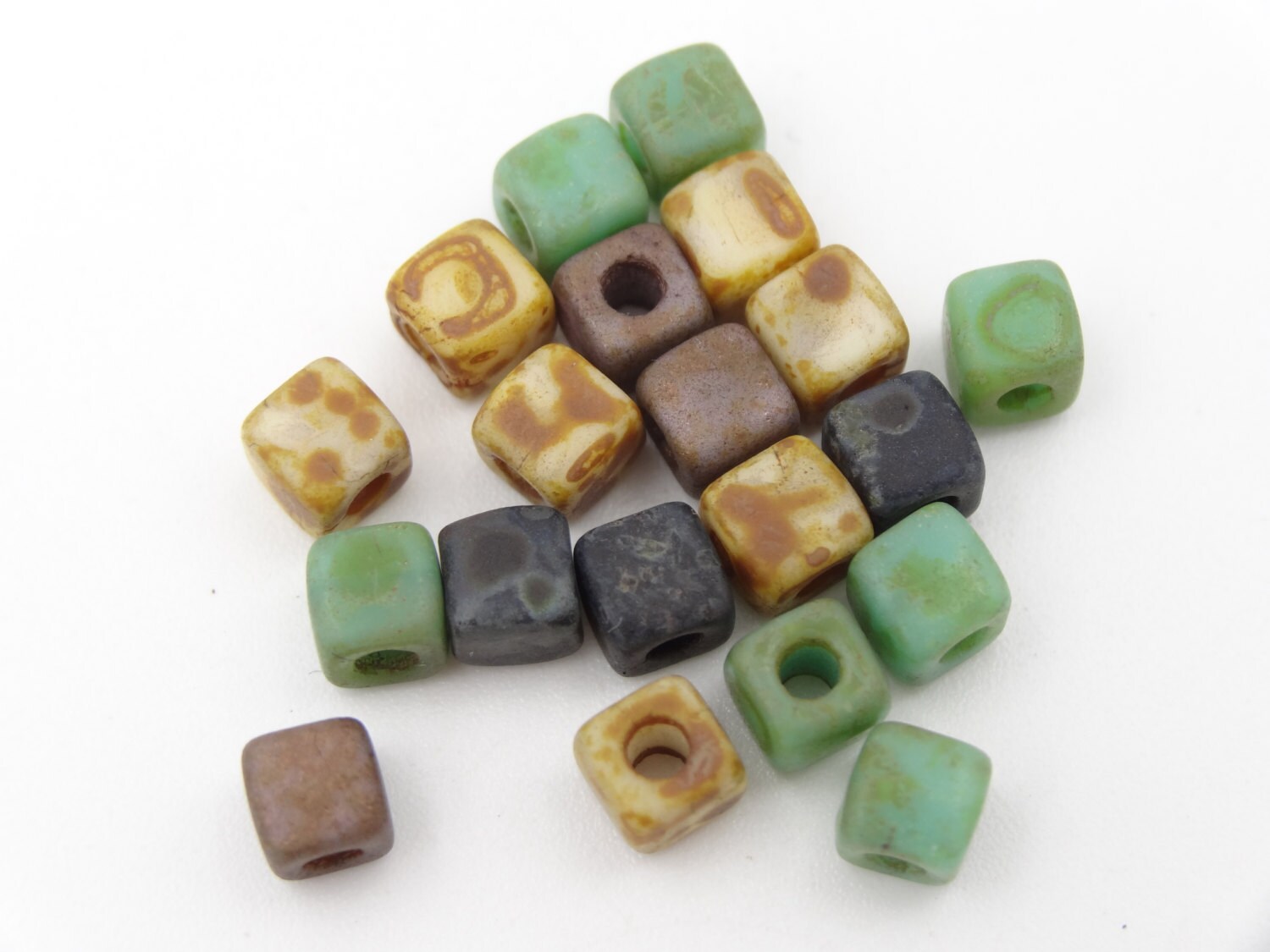 Czech Glass 6/0 Cubix Matte Picasso Mix 1 Strand 50 Pieces - Etsy