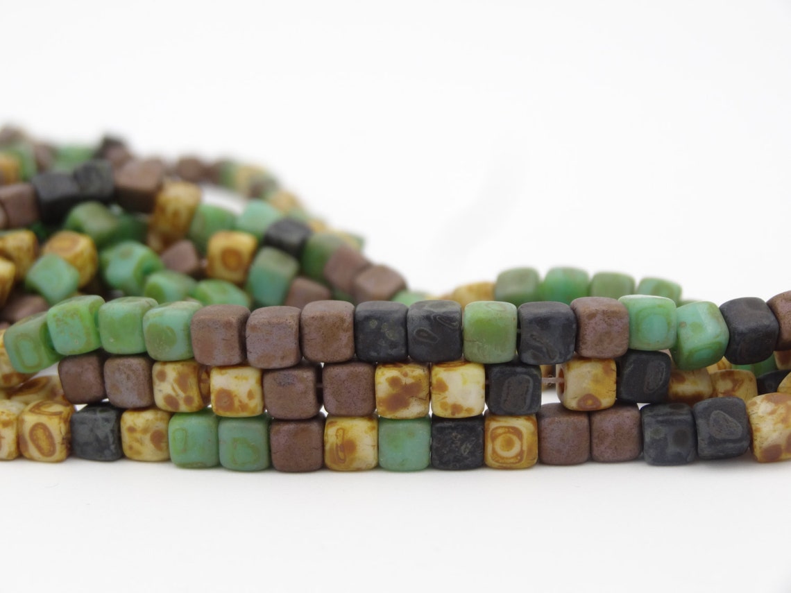 Czech Glass 6/0 Cubix Matte Picasso Mix 3 Strands - Etsy