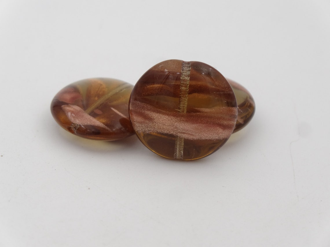 18mm Glass Topaz Aventurine Button Shape - Amber Copper Aventurine ...