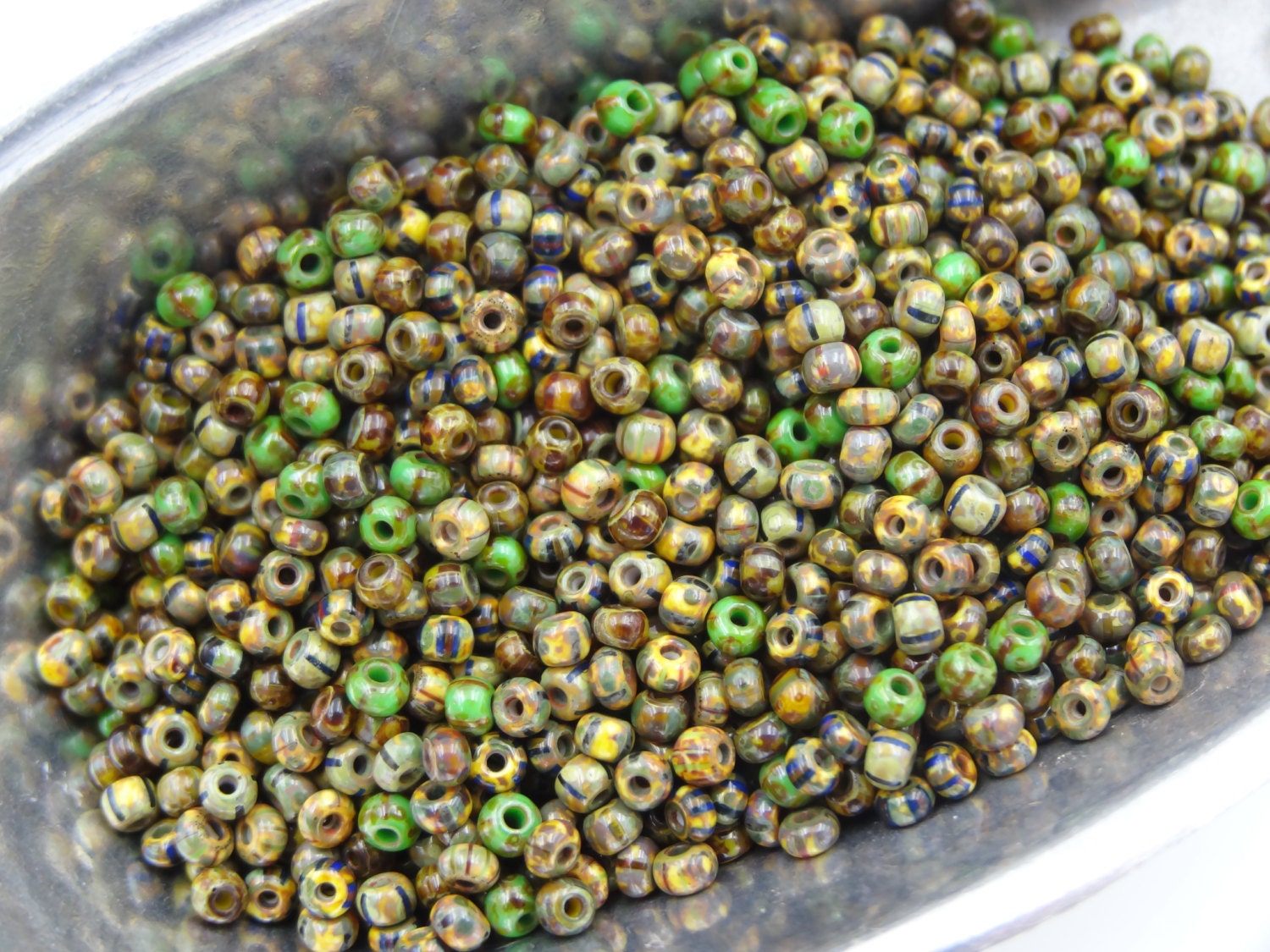 Czech Glass 11/0 Aged Striped Heavy Picasso Mix 10 Grams | Etsy