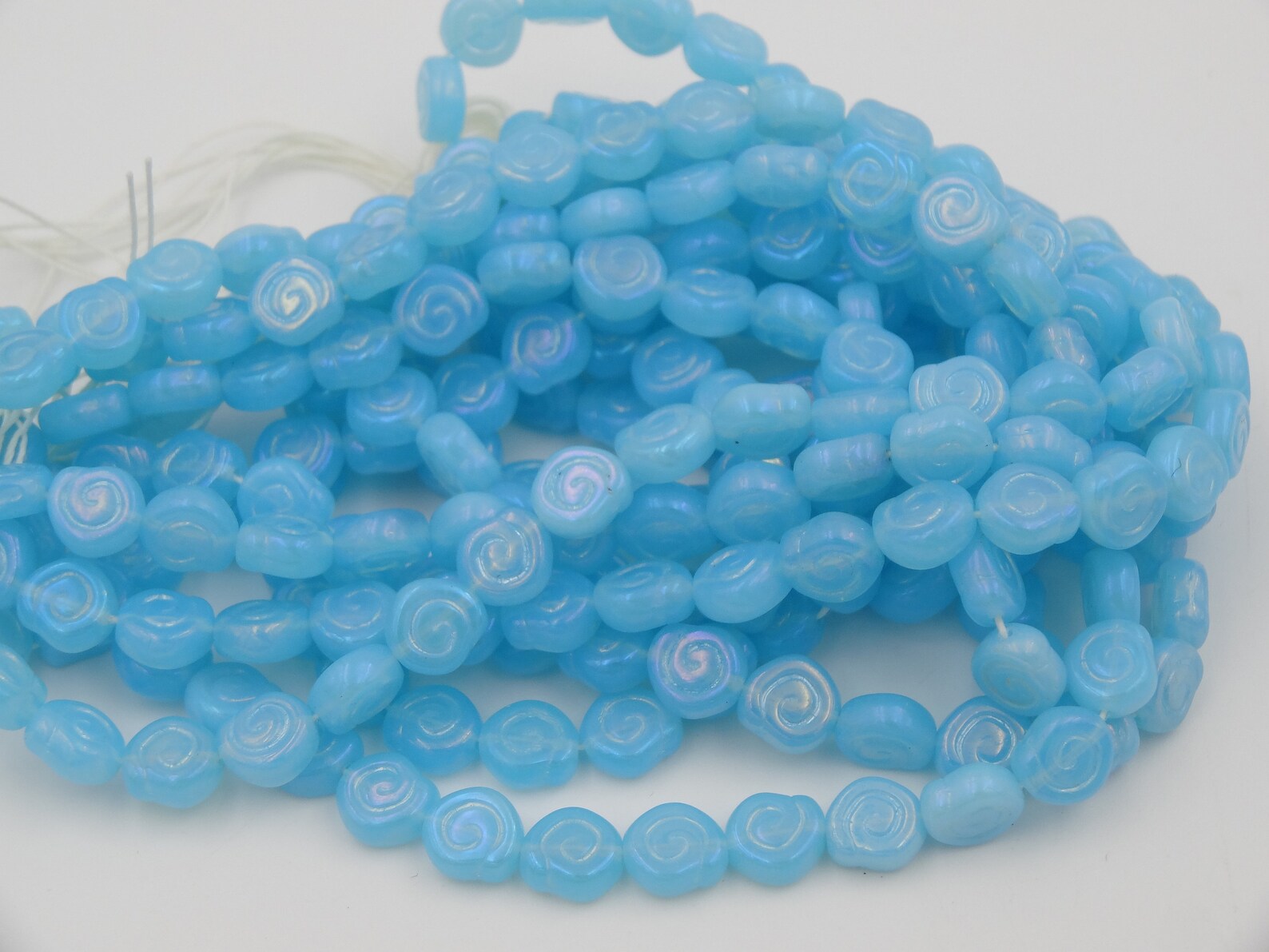 Czech Glass 8mm Blue Opal Ab Snail Shell Swirl Spiral Bead 25 Pieces - Etsy