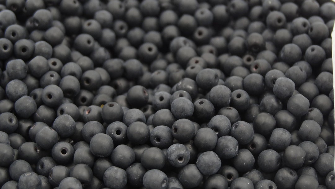 Glass 4mm Jet Matte Round Bead 50 Pieces - Etsy
