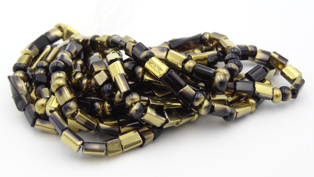 Glass Jet Gold Mix Shape and Sizes Beads 3 Strand - Etsy