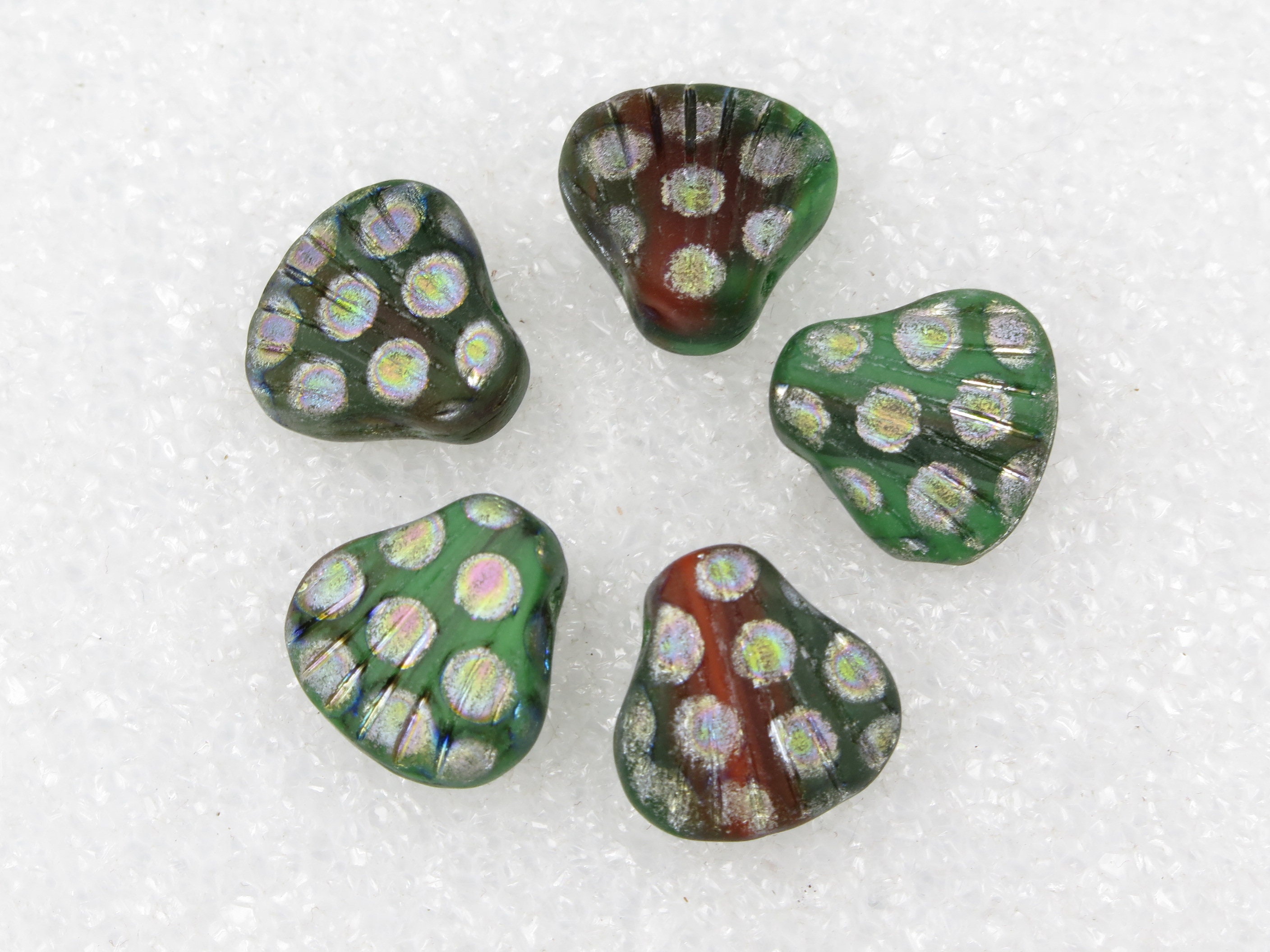 Glass 15mm Shell Beads Matte Sierra Peacock - Seashell Beads Beach ...