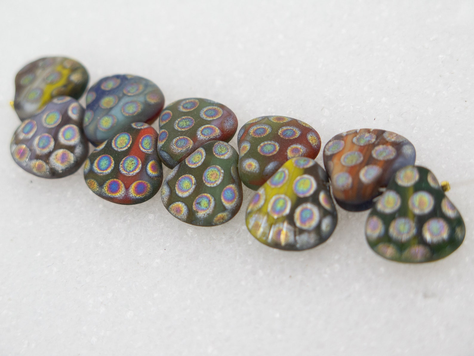 Glass 15mm Matte Shell Beads - Froot Loops Peacock Seashell Beads Beach ...