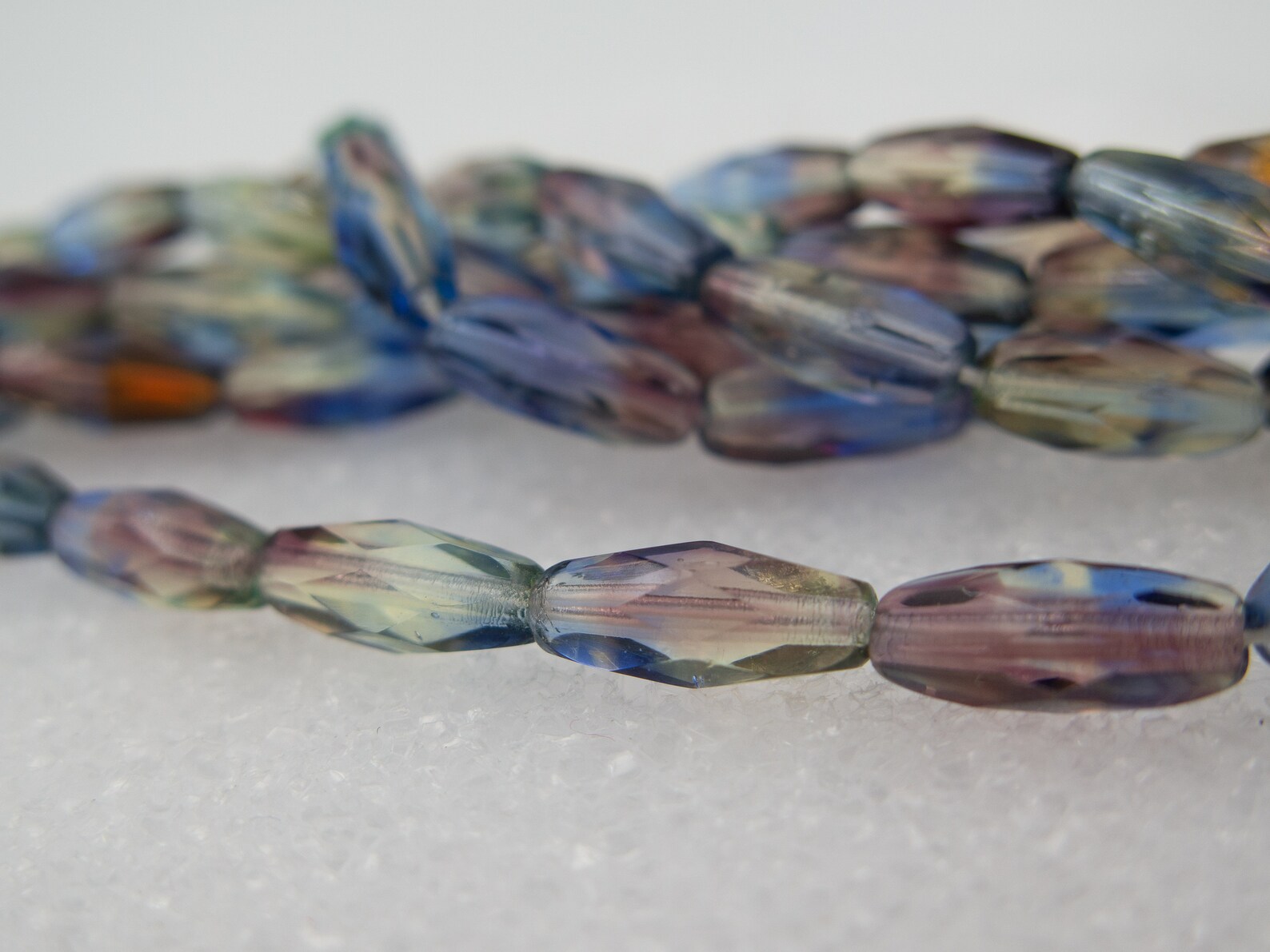 Spaghetti Glass Bead 15mm Faceted Oval Amethyst Jonquil - Etsy