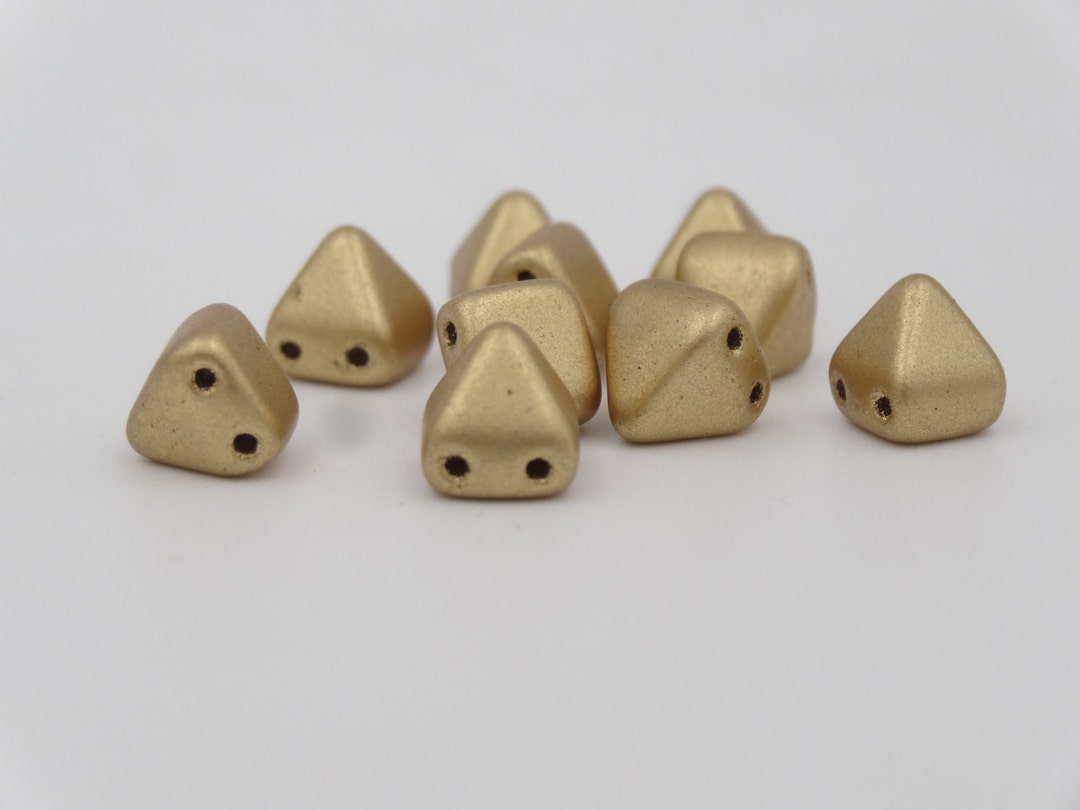 2 Hole 6mm Pyramid Bead Silky Gold 25 Pieces - Etsy
