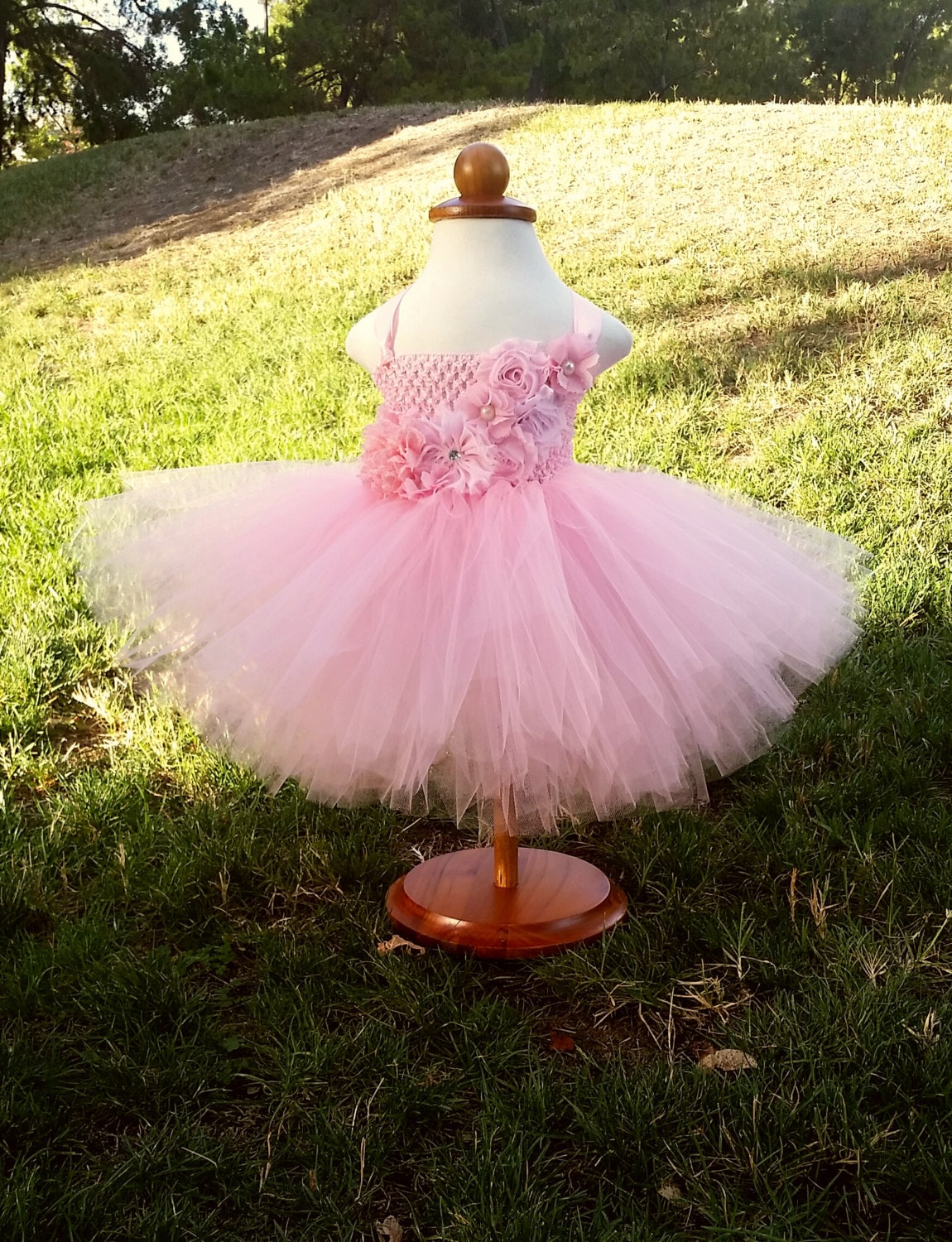 Pink Tutu Dress with flowers and criss cross straps for girls | Etsy