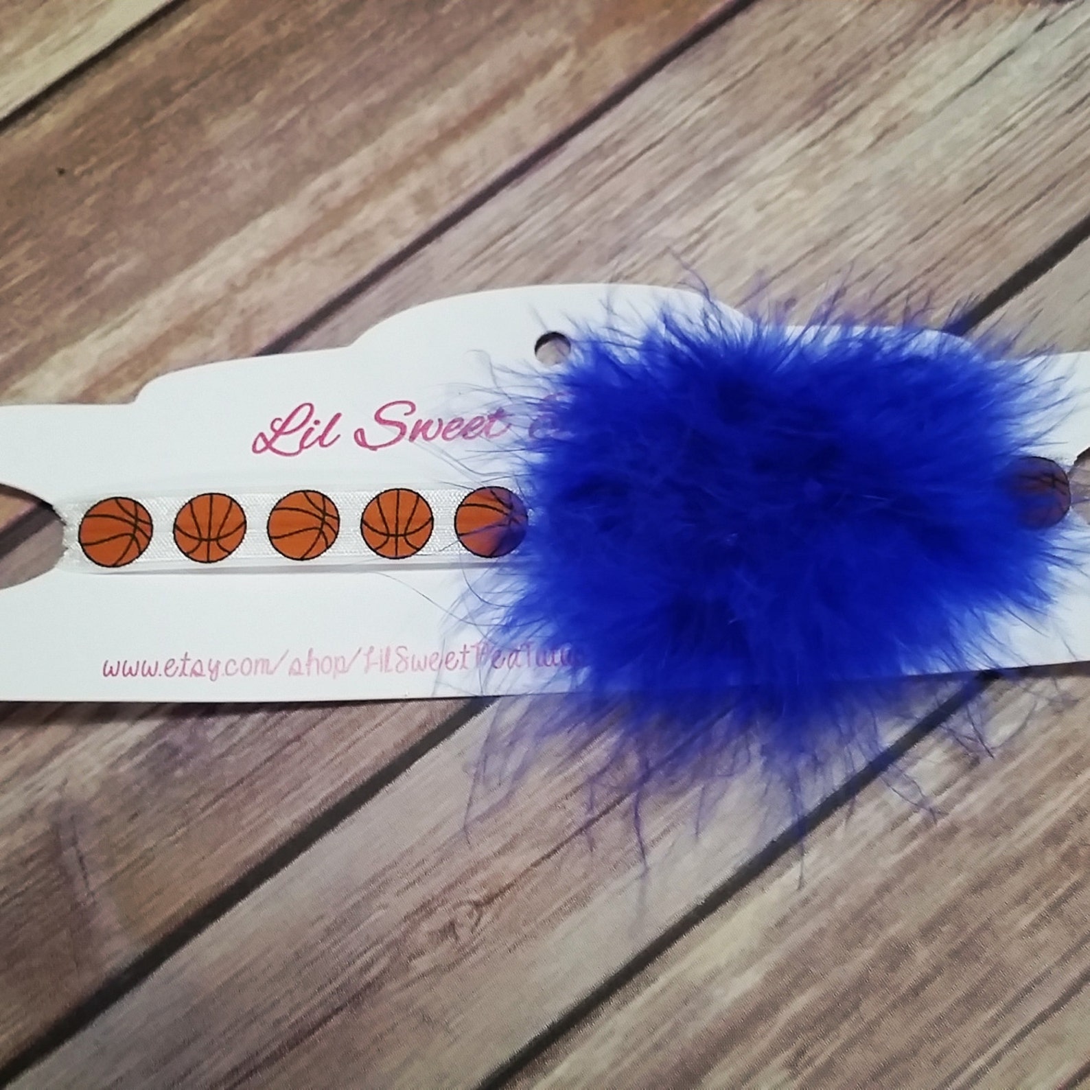 Basketball Headband With Blue Feather Puff for Babies, Toddlers, Girls ...
