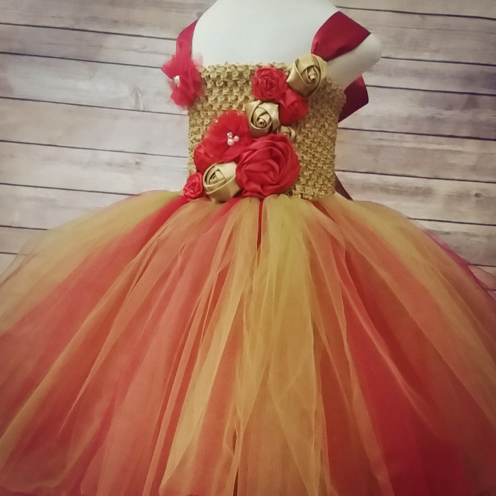 Red and Gold Fancy Tulle Dress Infants Toddlers Girls - Etsy