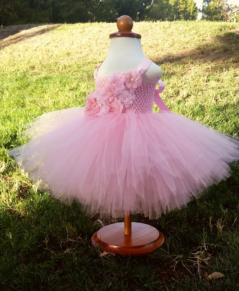 Pink Tutu Dress With Flowers and Criss Cross Straps for Girls - Etsy
