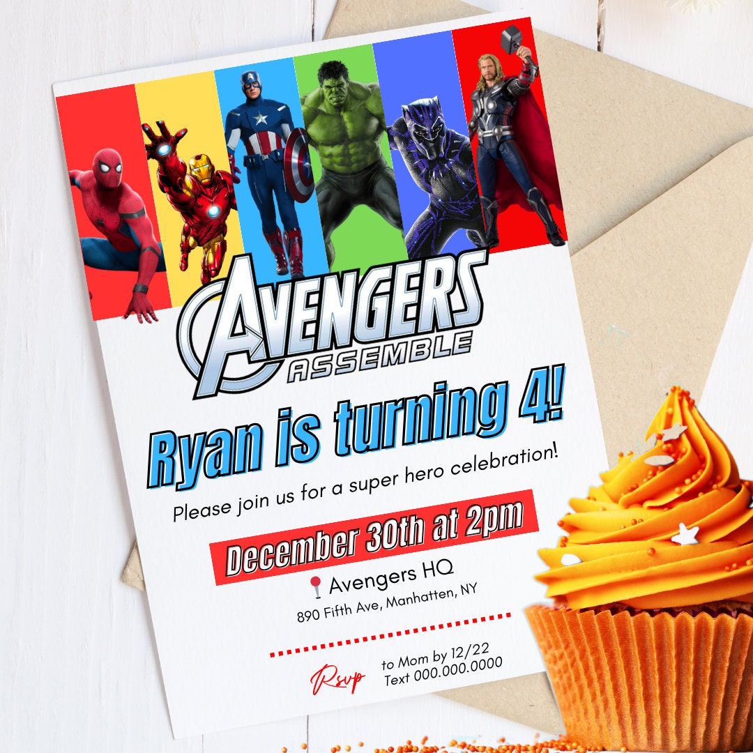 Avengers Superhero Invitation | Kids Party Invite Digital Download ...