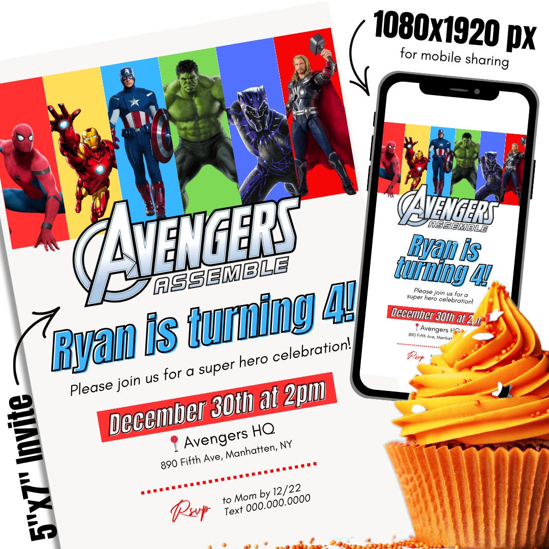 Avengers Superhero Invitation | Kids Party Invite Digital Download ...