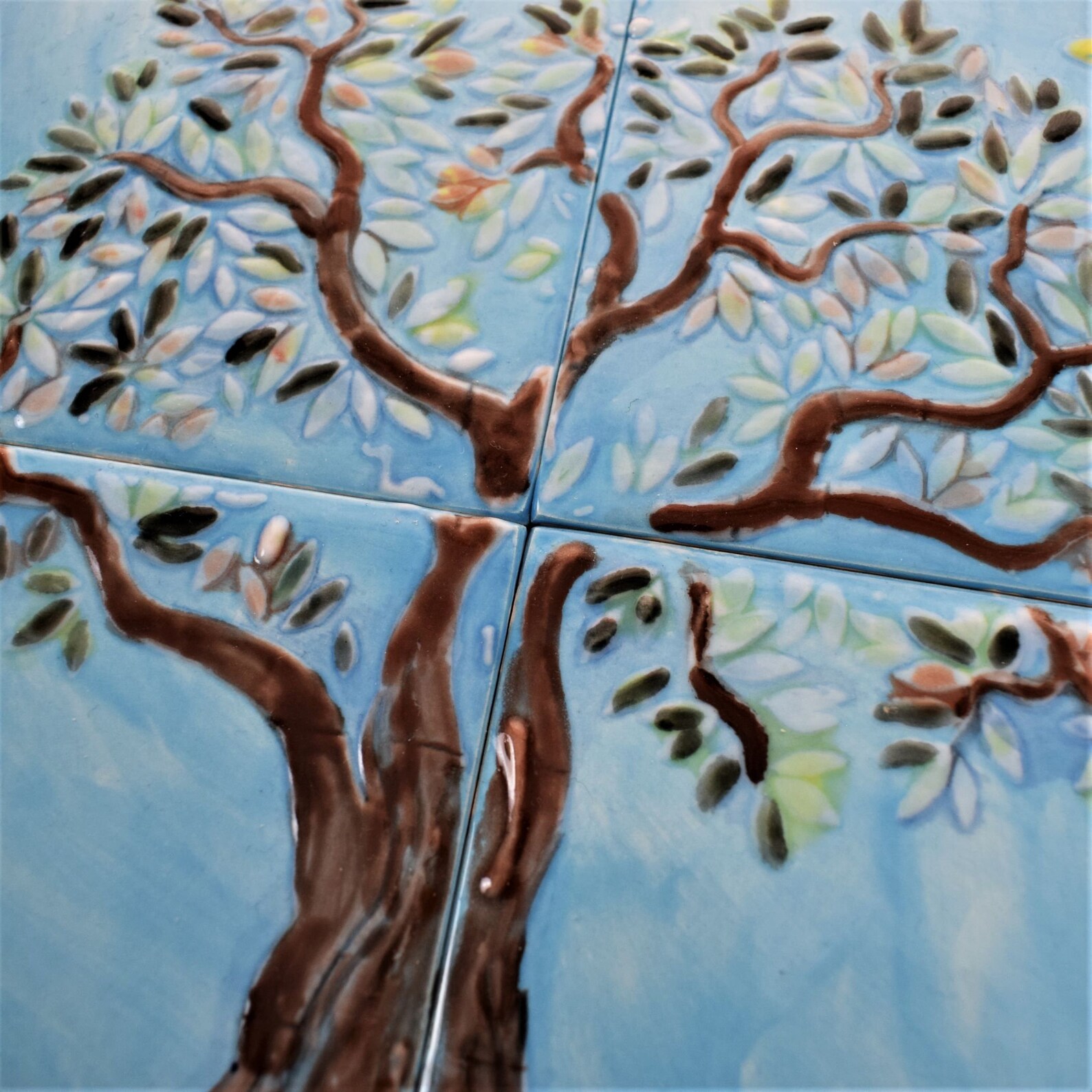 Tile mural Tree of Life Handmade Backsplash Tile Hand | Etsy