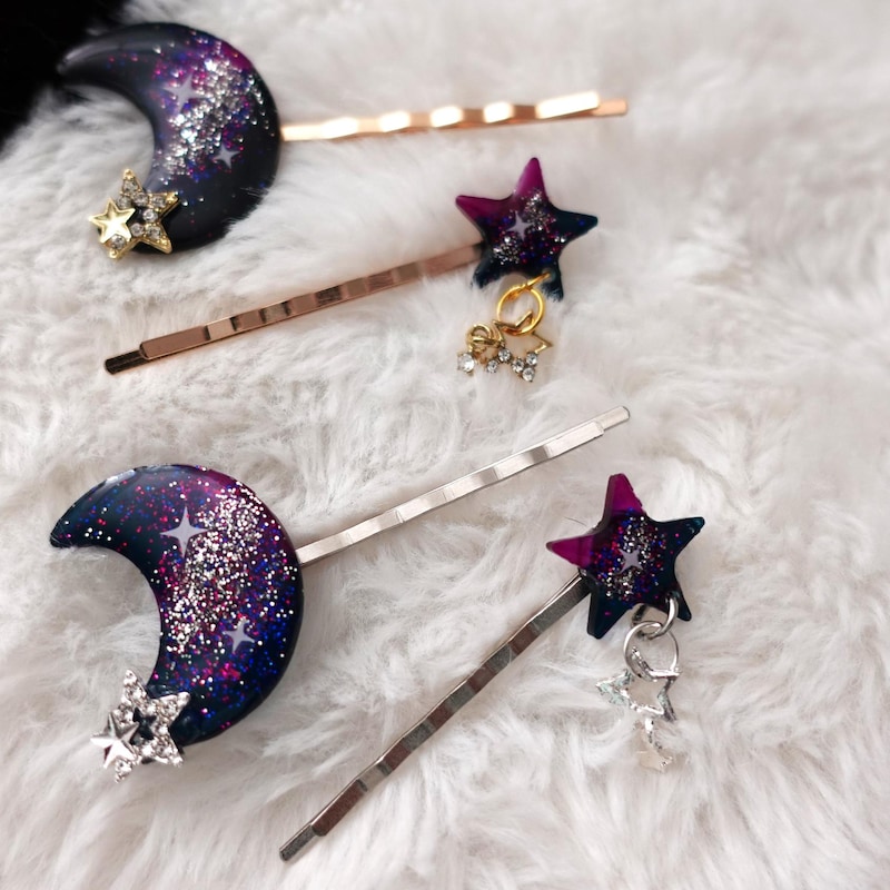 Galaxy Hair Pins - Etsy