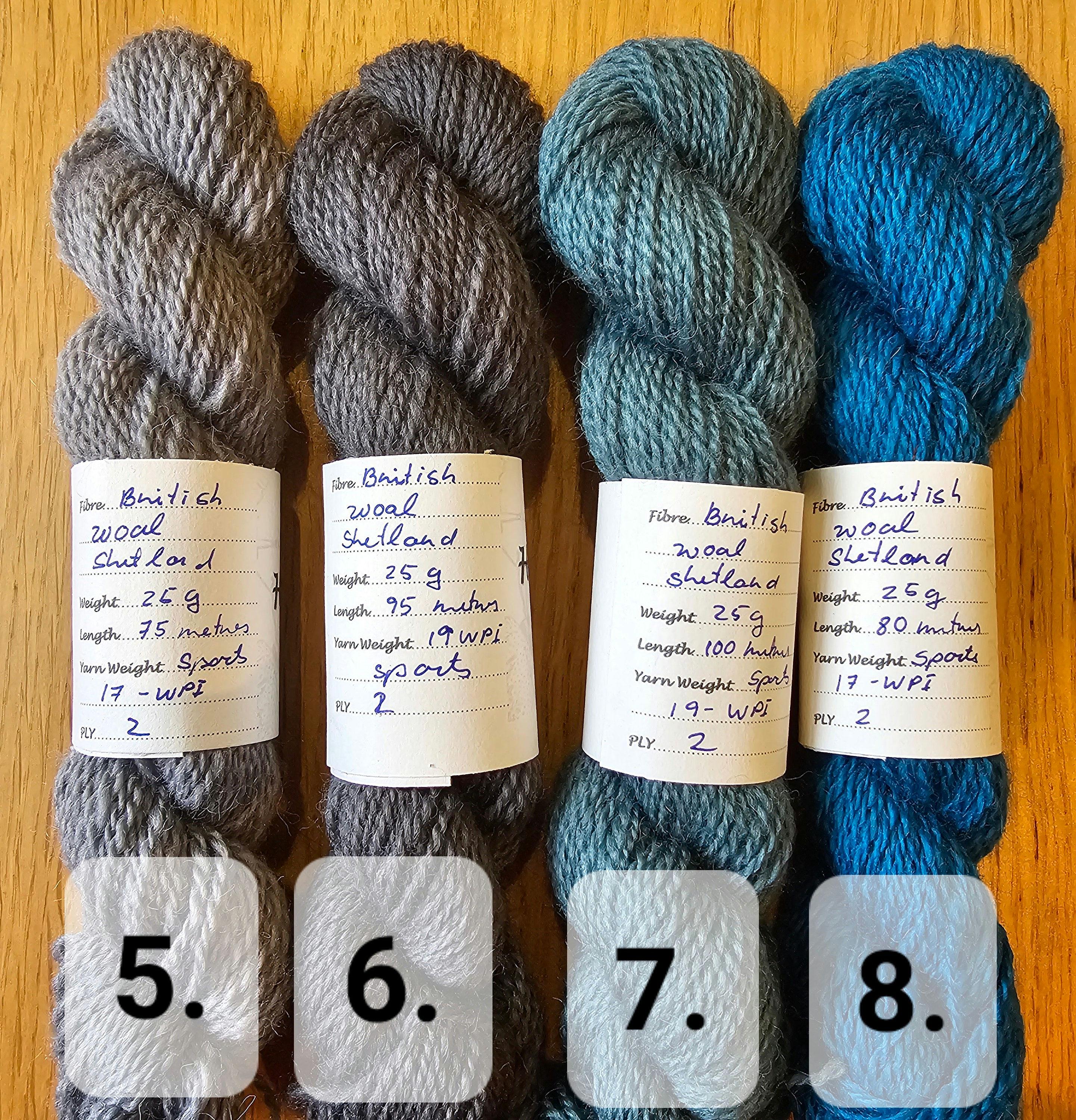 Handspun Yarn. British Shetland Wool. 25g Skeins. Sports Weight 17-19 ...