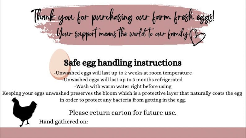 Egg Handling Instructions-printable DIGITAL PRODUCT - Etsy