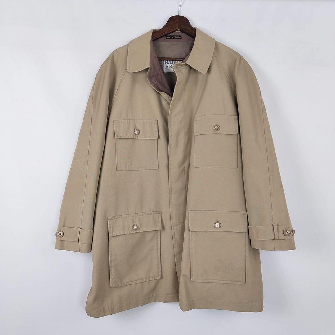 Vintage HARDY AMIES Mens 70s 80s Mod Collared Raglan Sleeve Trench Car ...