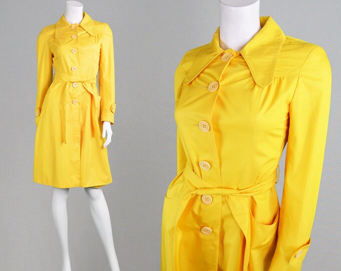 Vintage 70s Bright Yellow Mod Coat Womens Raincoat Rain Coat - Etsy