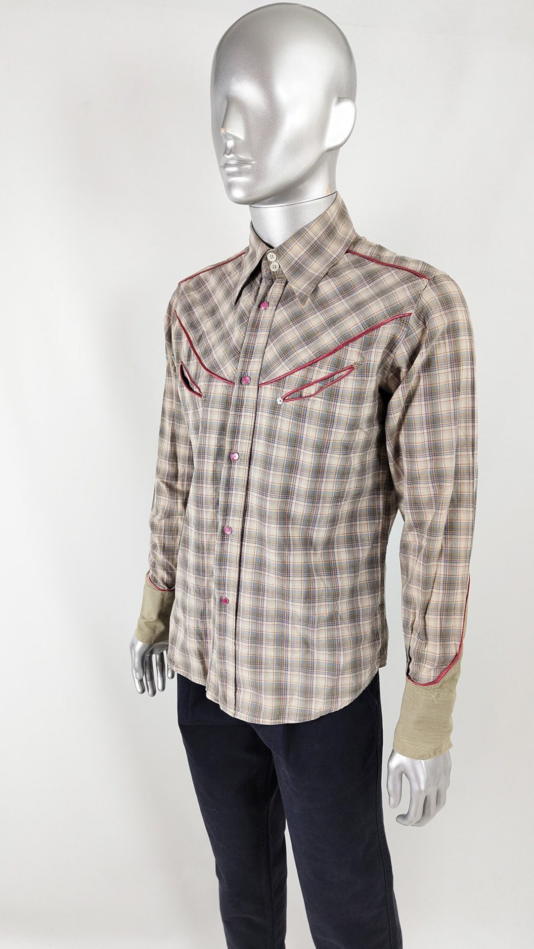 Vintage ANDREW MACKENZIE Western Shirt Mens Checked Shirt, Long Sleeve ...
