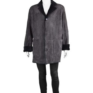 Vintage PANCALDI & B Mens Shearling Coat Black Sheepskin Coat Men L XL ...