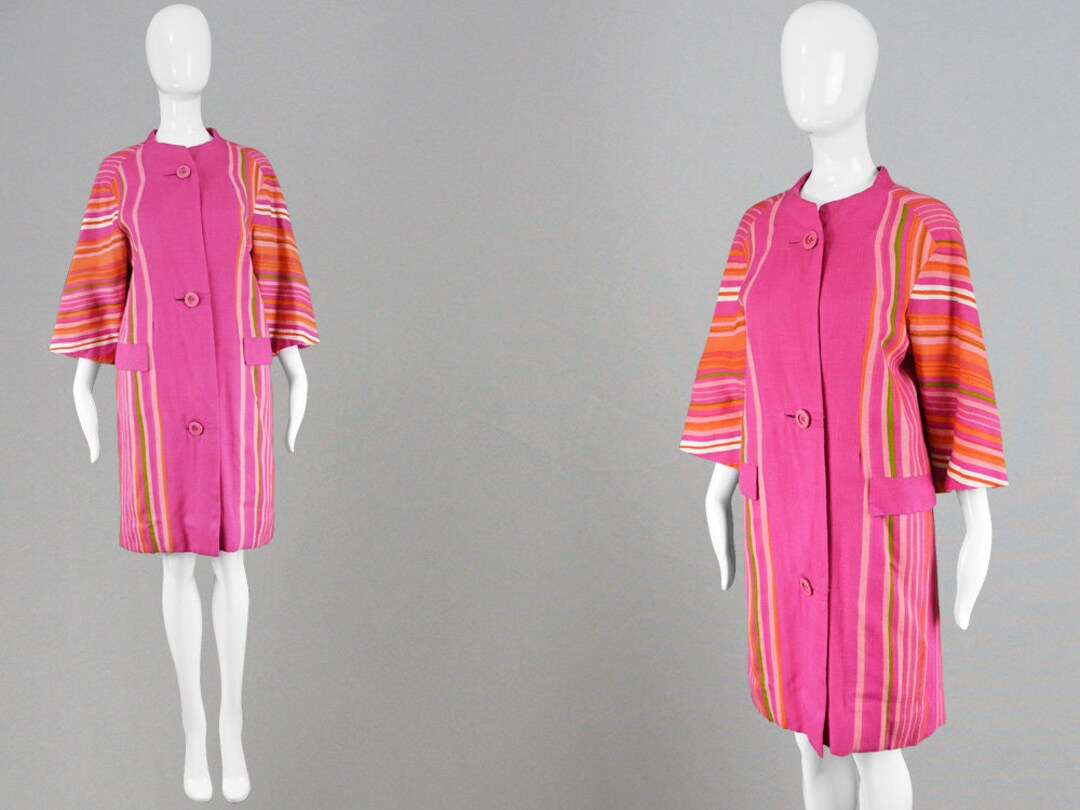60s PIERRE BALMAIN Haute Couture Pink Linen Swing Coat Mod Jacket - Etsy