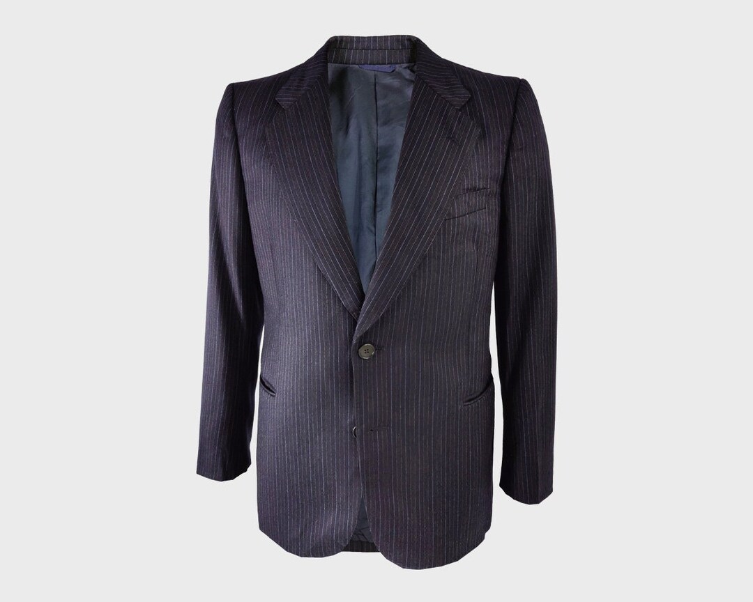 Vintage 70s Ted Lapidus Pinstripe Blazer, Blue Virgin Wool, French ...