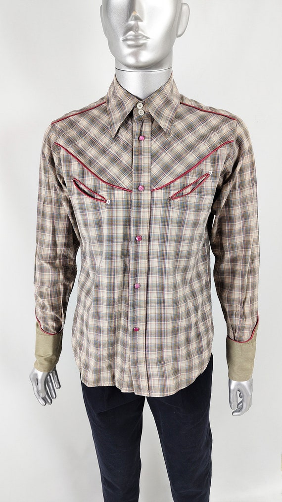 Vintage ANDREW MACKENZIE Western Shirt Mens Checked S… - Gem