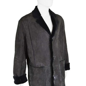 Vintage PANCALDI & B Mens Shearling Coat Black Sheepskin Coat Men L XL ...