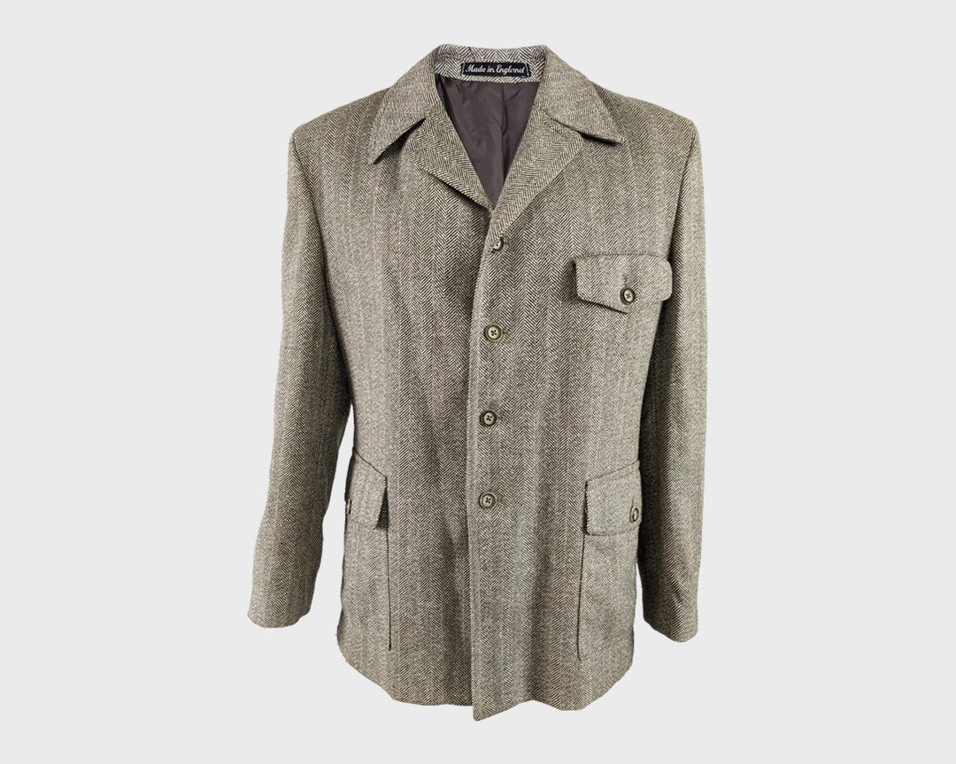 Vintage 70s Coat Men Wool Tweed Coat Half Norfolk Jacket Dhobi Coat ...
