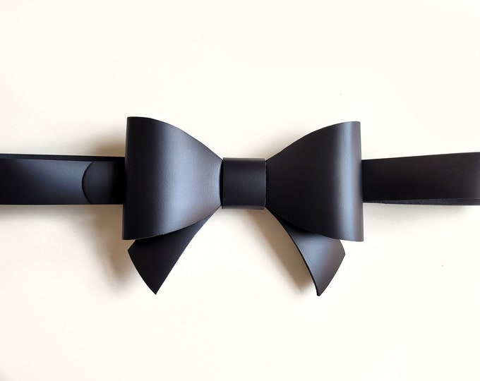 Leather Bow Belt in Black Colour. Women's Waist Belt With Big Bow - Etsy