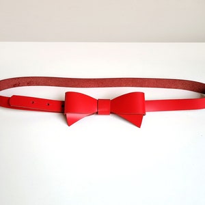 Red Leather Bow Belt: Women's 50s Style Waist Belt - Etsy