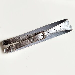 Silver Leather Belt, Made of Natural Pebbled Leather. Women's Waist ...