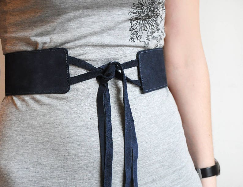 Wide Navy Blue Suede Leather Belt Navy Blue Wide Waist Belt - Etsy Canada