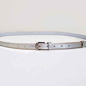 Silver Leather Belt, Made of Natural Pebbled Leather. Women's Waist ...