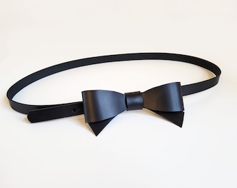 Leather Bow Belt in Black Colour. Women's Waist Belt With Big Bow - Etsy