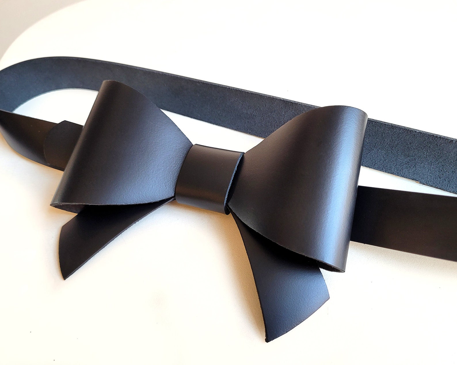 Leather Bow Belt in Black Colour. Women's Waist Belt With Big Bow - Etsy