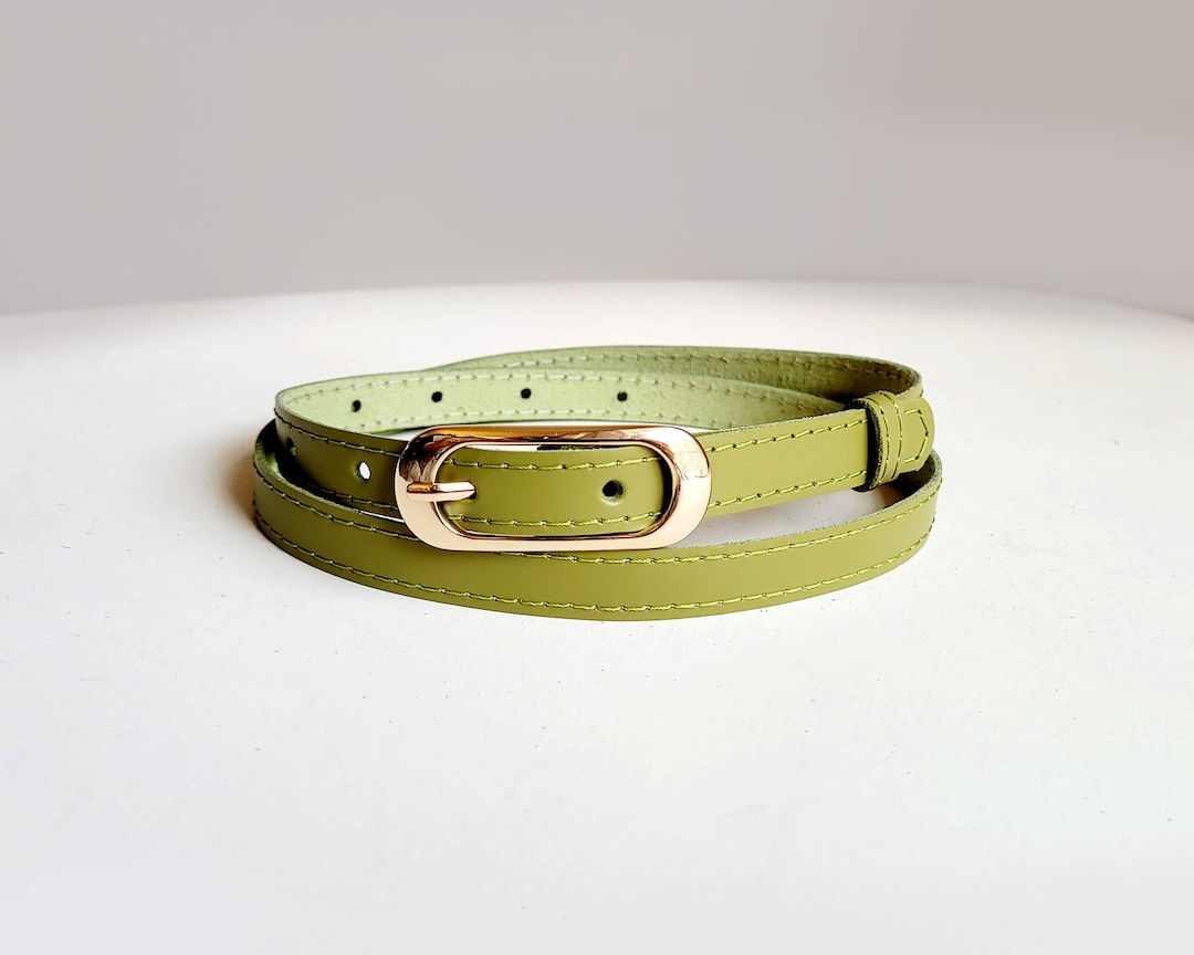 Lime Colour Belt From Natural Leather With Gold or Silver Buckle. Women ...