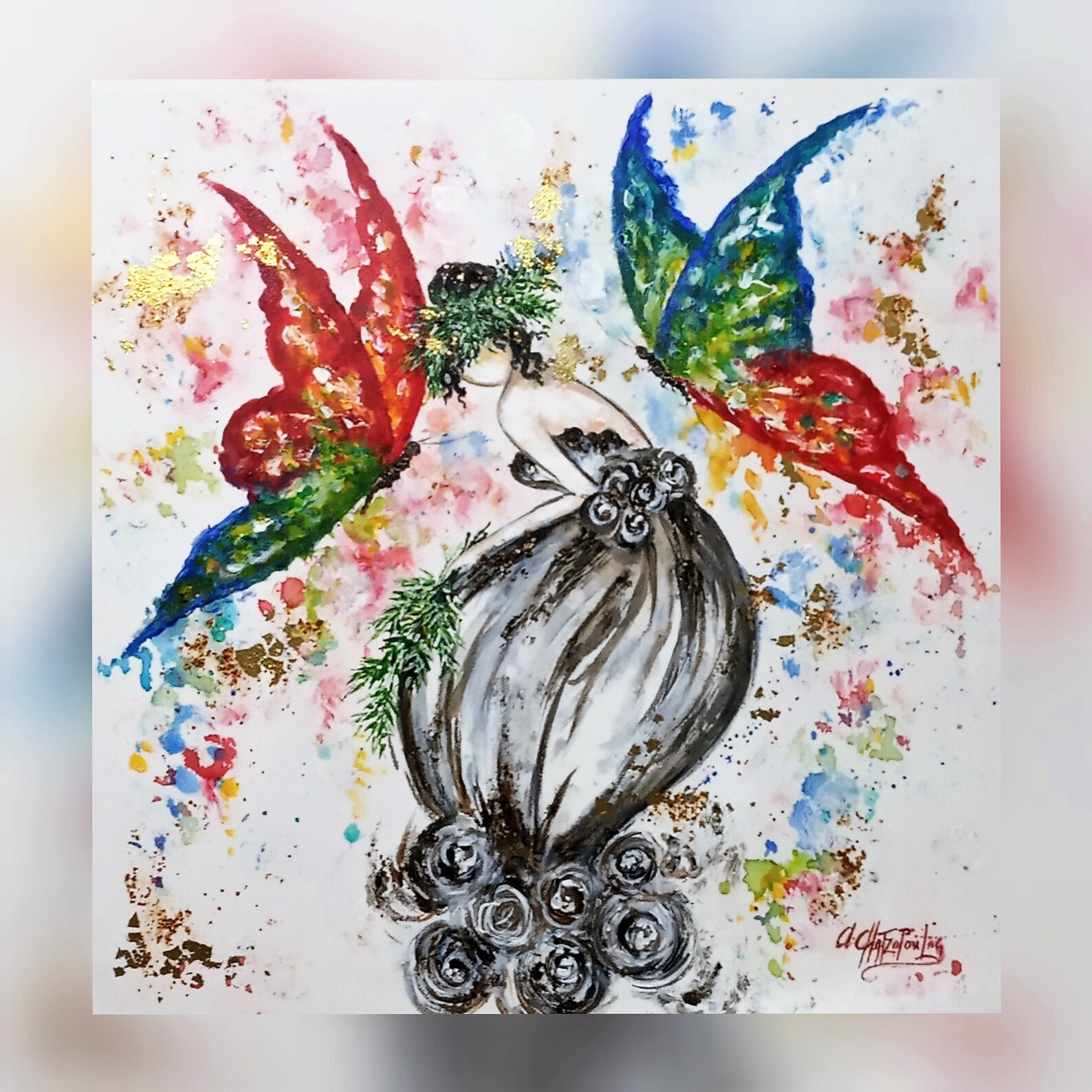 Girl and Butterflies Absrtact Whimsical Figure Art Original - Etsy