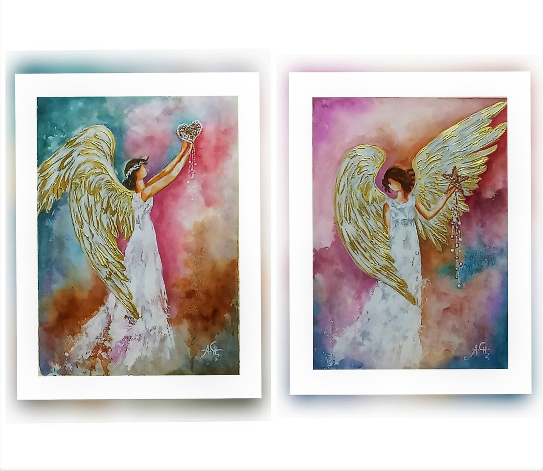 Set of 2 Angels Downloadable Art, Instant Download Printable Art ...