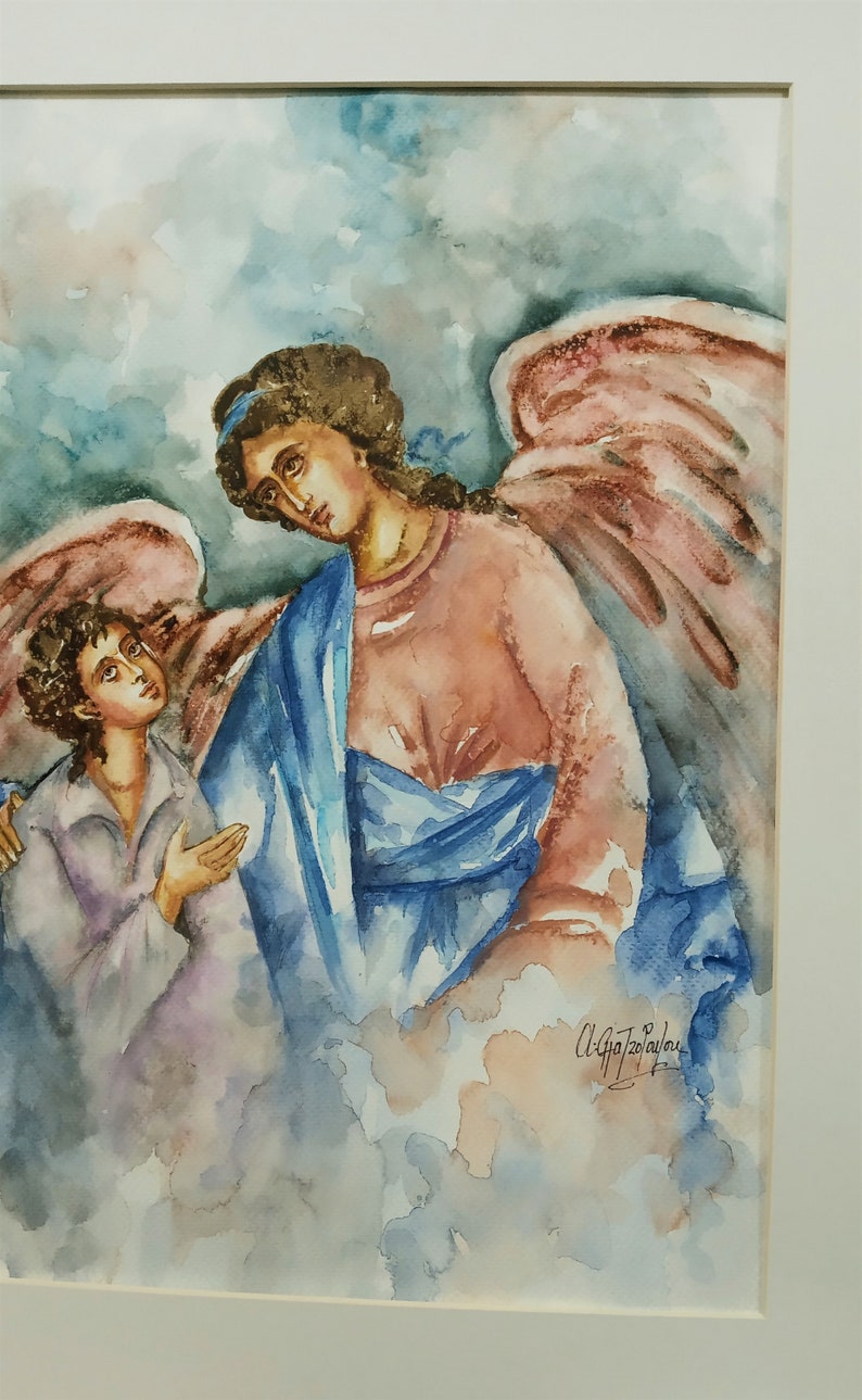 The Angel and Child, Loose Impressionistic Watercolor Art, Original ...